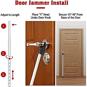 SECURITYMAN Adjustable Door Security Bar - Constructed of High Grade Iron - Great for Apartment Security or Home Protection Door Stoppers -(22.25” - 43.7” for Doors) (22.25” - 39.25” for Patio), White