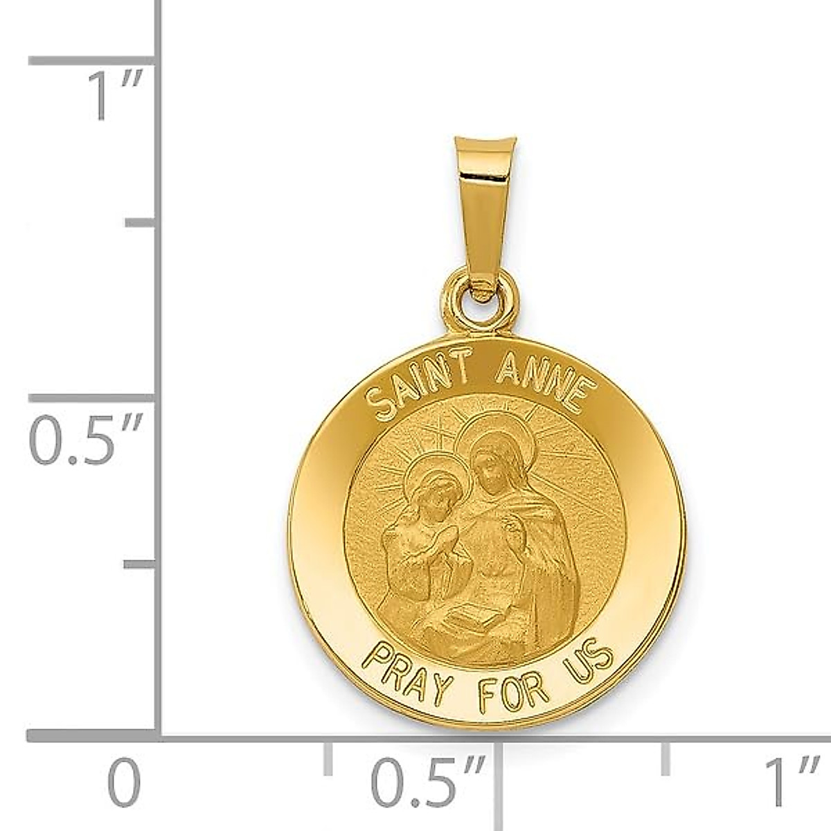 IceCarats 14K Yellow Gold Saint Anne Medal Necklace Charm Pendant 22.75mm x 15.5mm Only