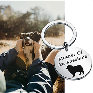 CENWA Australian Shepherd Keychain Mother Of An Ausshole Jewelry Australian Shepherd Gifts Aussie Dog Lover Gift (Of An Ausshole K)