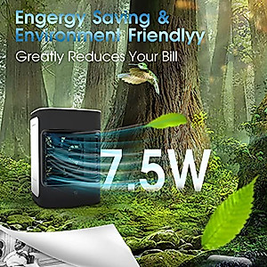 Air Conditioner AC Unit Chill, Evaporative Air Conditioner Cooler Portable Mini, Bass Portable, 4000mAh Battery, 3 Functions in 1 LED Humidification , 3 Speed 230ML Water Store Desk Fan For Room Office Outdoor