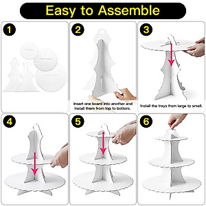 Soleebee 3-Tier Cupcake Stand, Cardboard Cupcake Tower, Dessert Cup Cake Stand Tower for Birthday Wedding Party Decoration, Cupcake Tier Stand 1 Set (White)