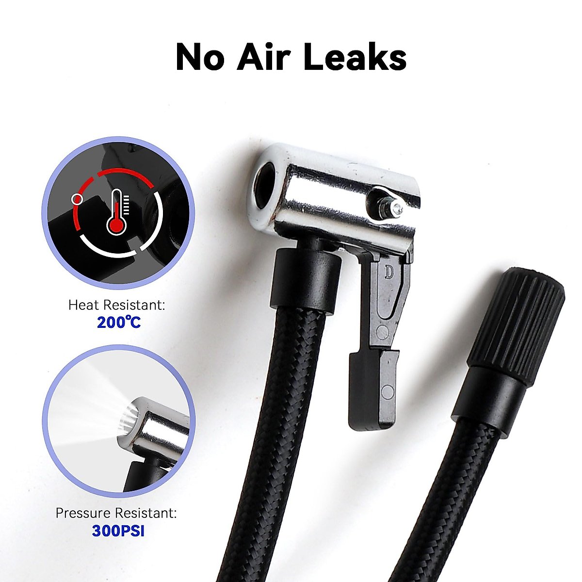 LEXIN Tire Inflator Hose Extension, Lock-On Air Chuck with Hose and Presta Valve Adapter Ball Needle, Air Compressor Twist On Convert to Lock On Connection, Compatible with LEXIN P5/P4