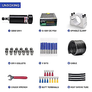 Daedalus CNC Spindle Motor Kit, 500w, ER11, Brushed