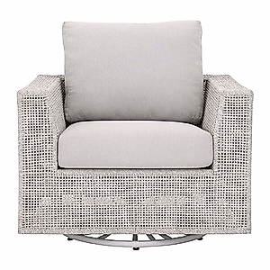 Ranch Pointe Woven Rope Swivel Rocker in Taupe & White by Lakeview