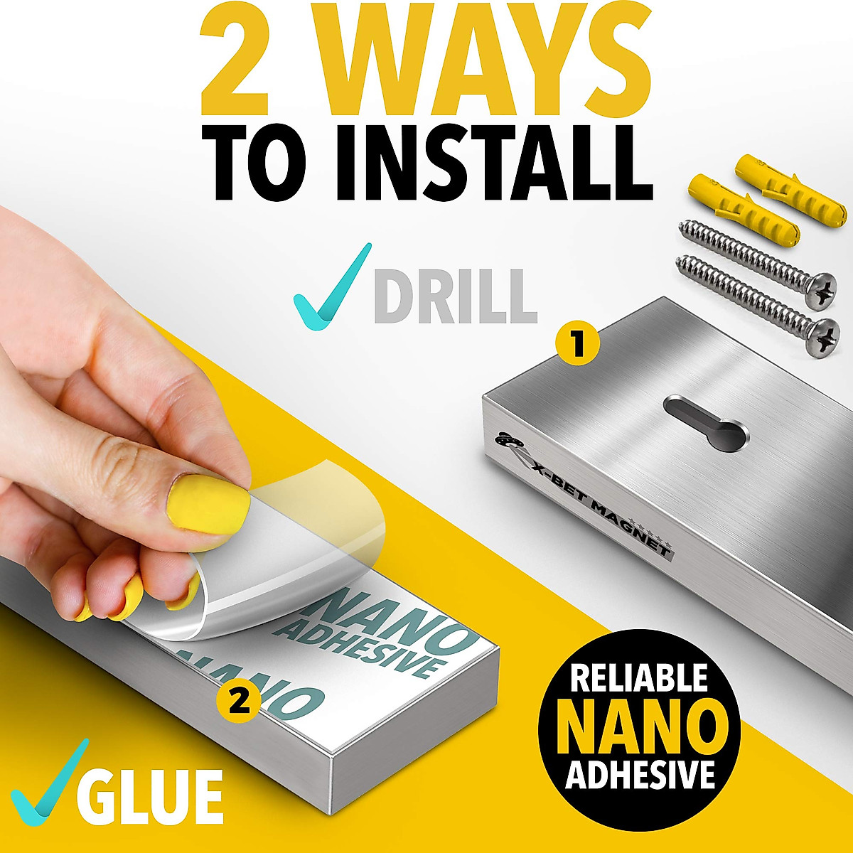 X-bet MAGNET Knife Magnetic Strip 12" Steel Magnetic Knife Holder for Wall, no Screws, Magnetic Knife Block Use as Kitchen Utensil Holder, Knife Bar, Knife Rack, Kitchen Organizer and Tool Holder