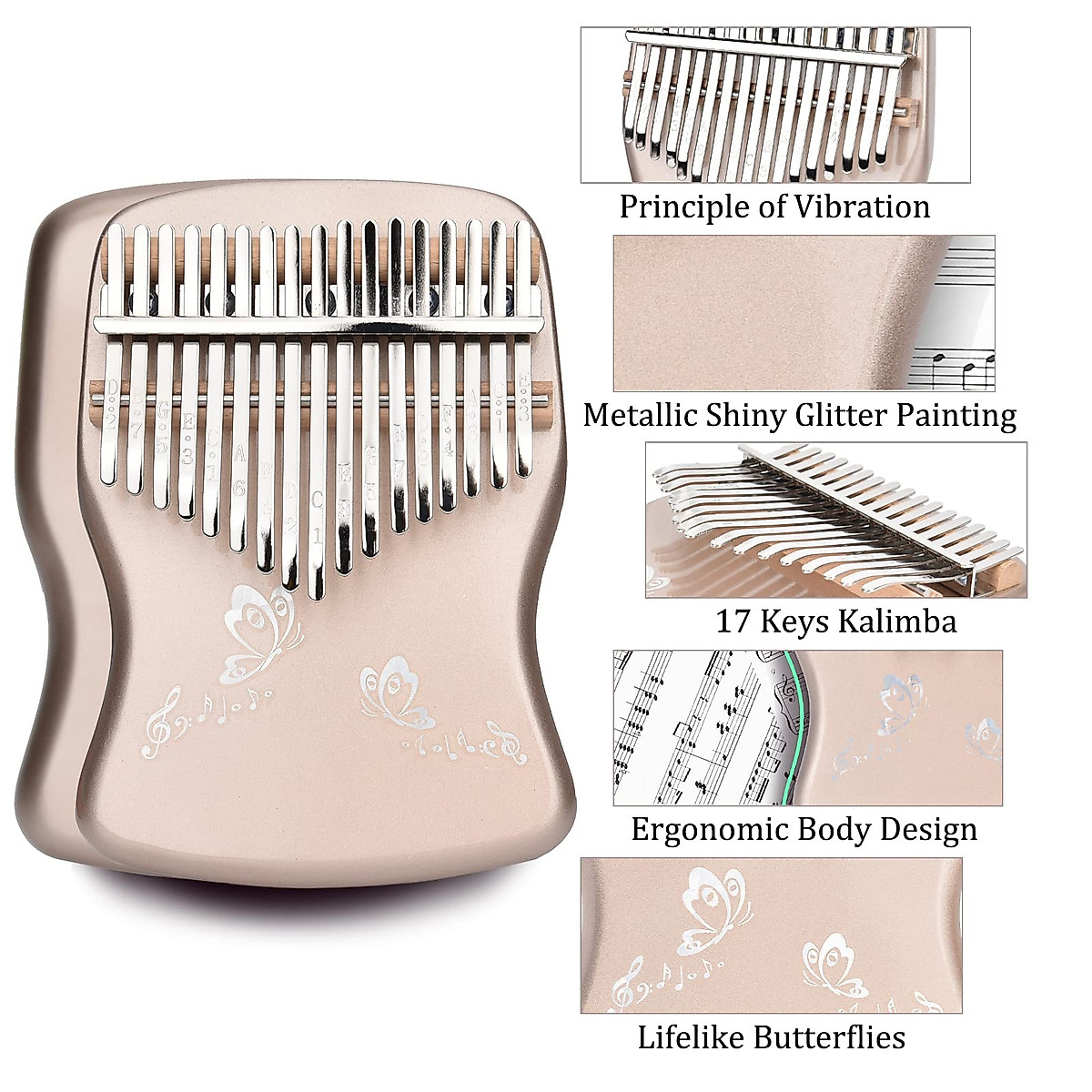 ALAUTRY Kalimba Thumb Piano 17 Keys, Portable Mbira Finger Piano with Music Books & Tuning Hammer, Gifts for Kids Adults Beginners Professional…