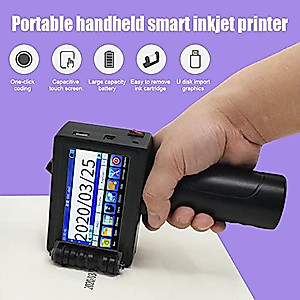 TOAUTO Portable Intelligent Upgraded Handheld Inkjet Printer HP-003 with 3.7 Inch LED Touch Screen Quick-Drying Inkjet Coding Machine for Code Date Label (Support 14 Languages & 3 Print Precision)