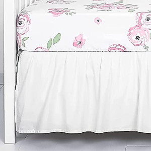TILLYOU Crib Bed Skirt Dust Ruffle Off White, 100% Natural Cotton, Nursery Crib Bedding Accessory Toddler Bedskirt for Baby Boys Girls, 14" Drop, Off White