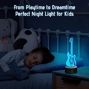 Anywin Guitar Gift, Bass Guitar Musical Instruments Illusion Night Light Festival Birthday Day Children Present Nursery Bedroom Desk Table Decoration for Boys Kids Music Lovers
