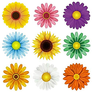 OSNIE 45Pcs Summer Sunflower Cutouts, Creative Springtime Flowers Wall Decals Bulletin Board Sets, Gerbera Daisy Wall Décor for Classroom School Office Birthday Party Baby Shower, 5.1 x 5.1 Inches