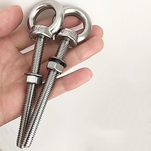 HYXXYY Stainless Steel Eye Bolt, 2pack M8 Shoulder Eye Bolts 5/16" X 3.15"with Nuts and Washer Thread Lifting Ring Eyebolt