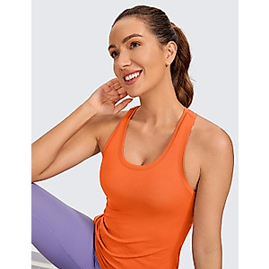 CRZ YOGA Women's Butterluxe Workout Tank Tops Racerback Tank Yoga Sleeveless Top Camisole Athletic Gym Shirt Neon Orange Medium