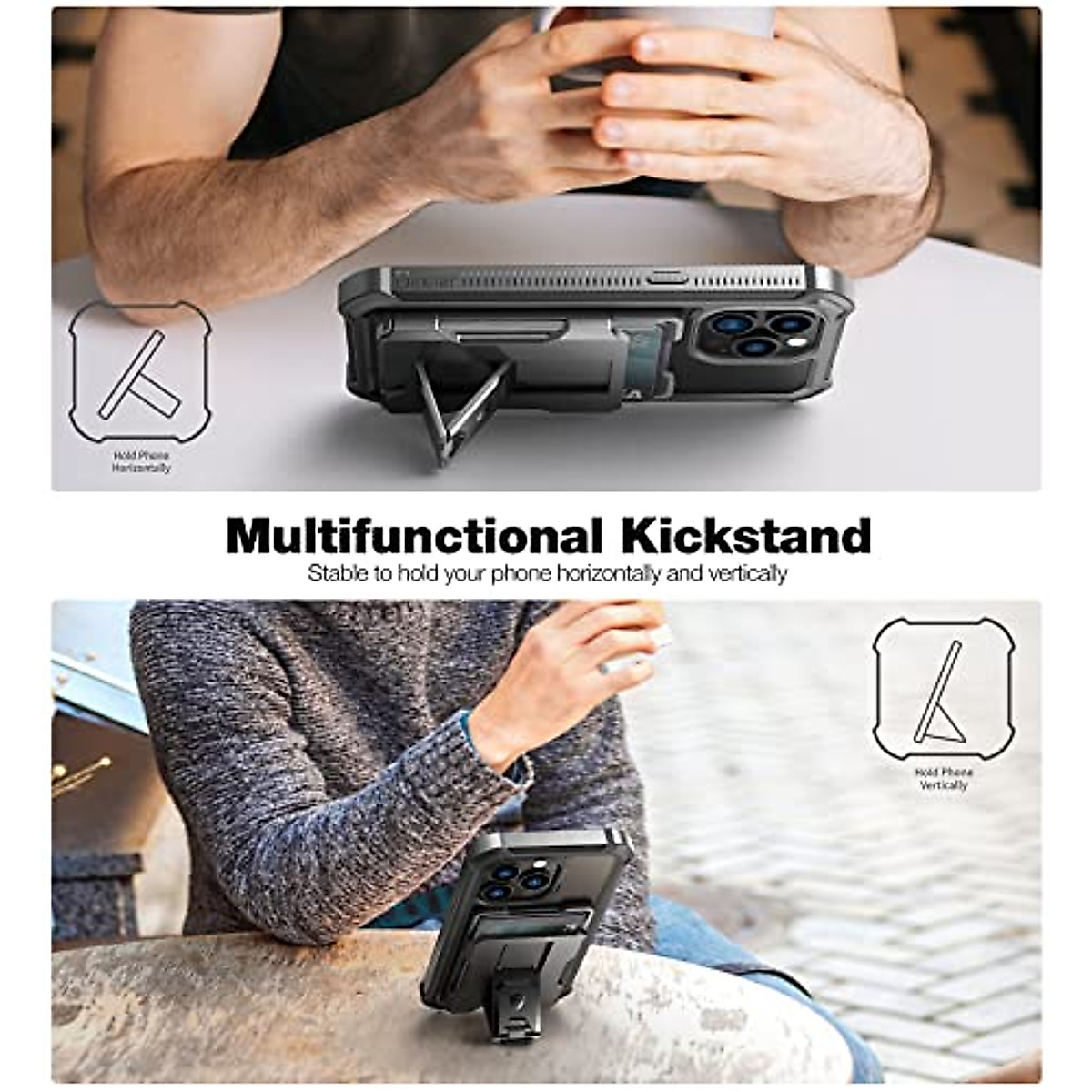 Dexnor Phone Card Holder with Foldable Back Stand, Adhesive Phone Wallet Pouch Sleeve Stick on PC Credit Card ID Case with Finger Grip Kickstand for Most Smartphones (Black)