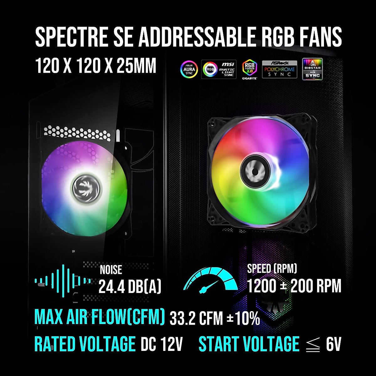 BitFenix Nova Mesh mATX (Micro ATX, Mini ITX) High Airflow PC Gaming Case ARGB Edition Black, 3 x ARGB Fans Pre-Installed, 240mm AIO Support at Top, GPU Length Support Up to 345mm (Micro ATX Black)