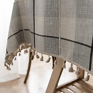 Neelvin Rustic Rectangle Burlap Thick Tablecloth Cotton Linen Table Linens Tablecloths Waterproof Wrinkle Free Table Cover for Kitchen Dinning,55"x70",4-6 Seats