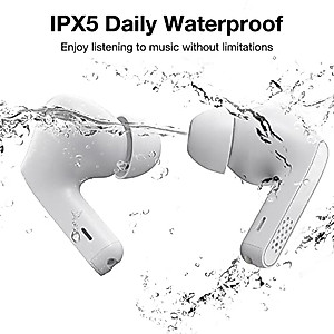 FEANS A3 True Wireless Earbuds Bluetooth 5.3 Headphones Noise Cancelling Waterproof Stereo Earphones with Microphone in-Ear Touch Control Headset with Deep Bass for iPhone, Android (White)