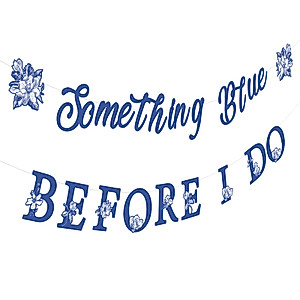 Jollyboom Something Blue Before I Do Banner for Women Girl, Something Blue Bridal Shower Decoration NO DIY Reqired Banner for Bridal Shower Bachelorette Engagement Wedding Party