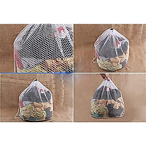 3 Pcs Commercial Mesh Laundry Bag - 20" x 28" - Sturdy white Mesh Material With Drawstring Closure. Ideal Machine Washable Mesh Laundry Bag For Factories, College, Dorm and Apartment Dwellers