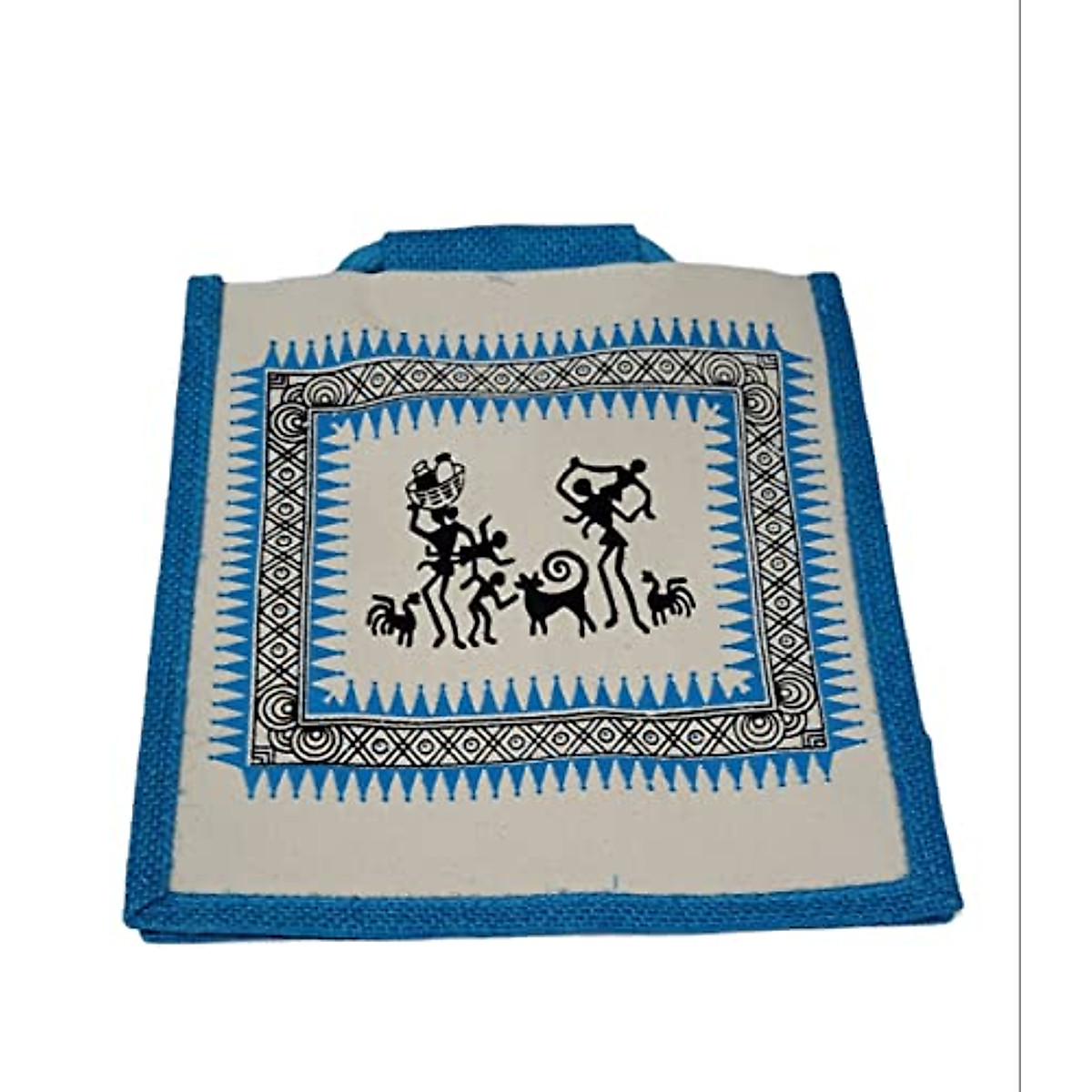 FestiveVibe- Burlap bags with handles| Jute Bag with Warli print | Jute Bag | Jute Lunch Bag | Printed Jute Bags|Return Red Yellow Orange Green Blue