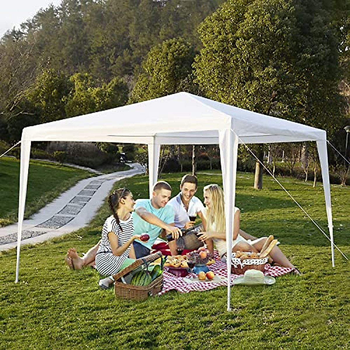 Smartxchoices 10' X 10' Gazebo Canopy Outdoor White Waterproof Tent with Sidewalls and Windows Heavy Duty Tent for Party Wedding Events Beach BBQ (White) …