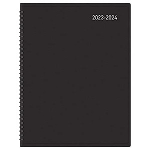 2023-2024 Office Depot® Brand 14-Month Weekly/Monthly Academic Planner, Horizontal Format, 8" x 11", 30% Recycled, Black, July 2023 to August 2024