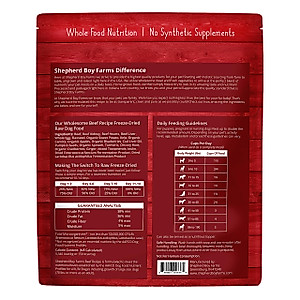 Shepherd Boy Farms Freeze Dried Raw Dog Food (Beef Recipe), All Natural Raw Dog Food, 14 oz Bag, Freeze-Dried Dog Food, Made in USA, High in Protein, Raw Nutrition, Food Topper or Complete Meal