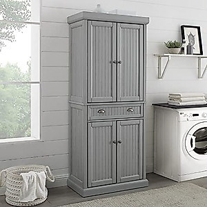 Crosley Furniture Seaside Kitchen Pantry Cabinet, Distressed Gray