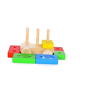 Dreamzberry Wooden Pulling Block Toy Train Construction Vehicle, Educational Toys for Home Learning Kindergarten Motor Skills, Imagination Development Puzzle Preschool Children Toy Set for Kids Age 3+