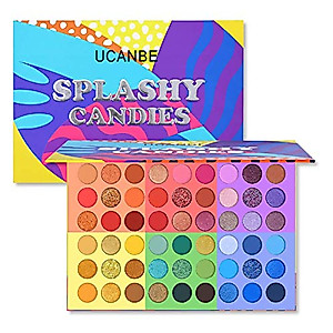 UCANBE 54 Colors Splashy Candies Eyeshadow Palette, Highly Pigmented Matte Shimmer Soft Creamy Glitter Rainbow Bright Powder Eye Shadow Blendable Waterproof Long Lasting Makeup Pallet…