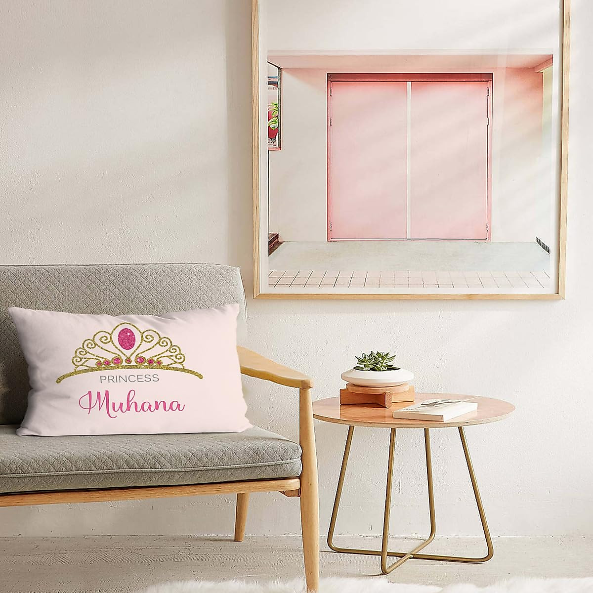 Personalized Princess Crown Pillowcase with Names Custom Text Printed Fun Bedroom Decor Pillow Cover for Children Girls Boys Men Women