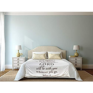 Double Creek Joshua 1:9 Scripture Throw Blanket - Ultra Soft Sherpa Fleece Microfiber Inspirational Faith Blanket for Bed Couch Chair - Healing Get Well Gift for Men Women Cancer Patients