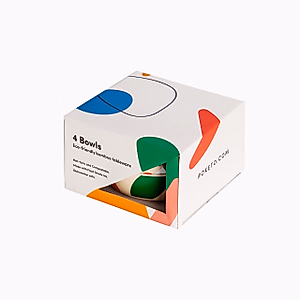 POKETO Bamboo Bowls, Set of 4, 6" diameter, Reusable (Stripe)