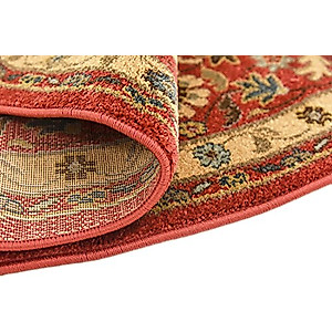 Unique Loom Edinburgh Collection Classic Oriental Traditional French Cottage Inspired Intricate Design Area Rug, 6 ft x 6 ft, Red/Beige