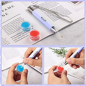 Chuangdi 2 Pieces Diamond Painting Pen with Light Drill Diamond Painting Accessories 12 Pen Heads, 2 Anti-Slip Mats, 2 Wax Organizer Cases for DIY Craft Supplies Tools(Purple, Pink)