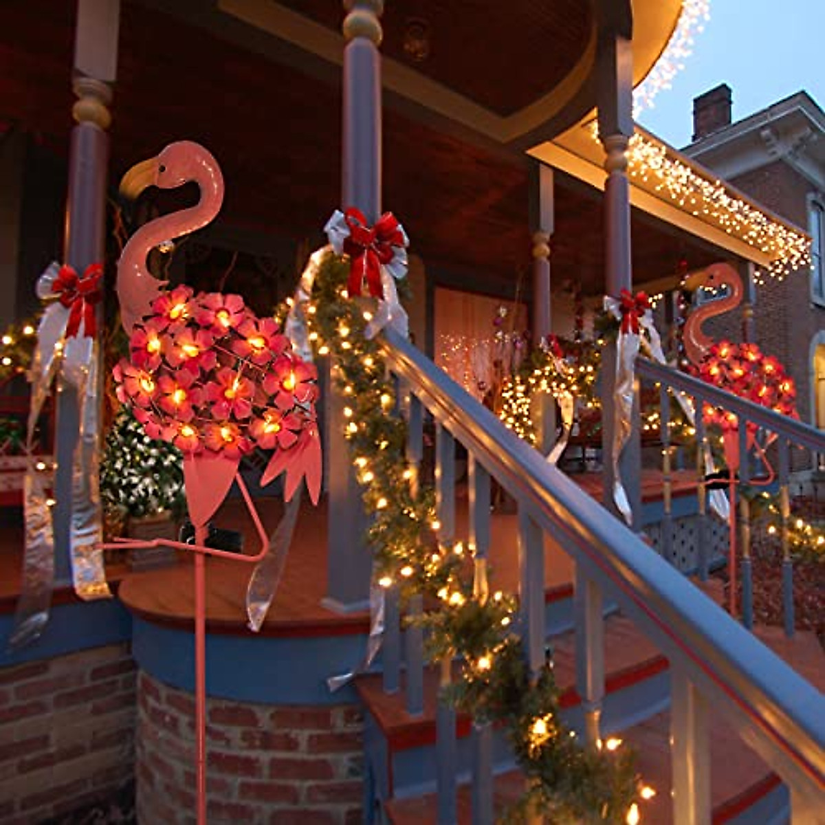 HOMEIMPRO Garden Solar Lights,Flamingo Pathway Outdoor Stake Metal Lights,Waterproof Warm White LED for Lawn,Patio or Courtyard