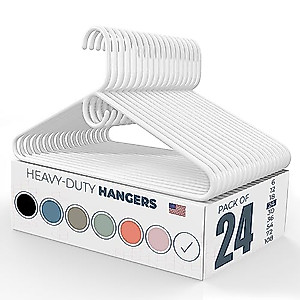 Neaties Heavy Duty Plastic Hangers Bulk (6, 12, 18, 24, 30, 36, 54, 72, 108 or Hangers 24 Pack) Strong Clothes Hangers Bulk | Coat Hangers Plastic, Hangers Heavy Duty, Plastic Hanger (White 24 Pack)