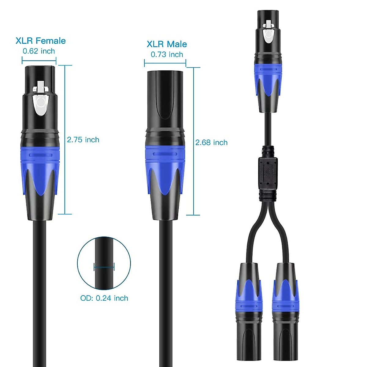 Seefeful XLR Splitter Cable, 1 XLR Female to 2 XLR Male Patch Y Cable, Balanced Microphone Splitter Cord Audio Adaptor (11.8 Inches)