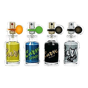 Liz Claiborne Curve Collection 4 Pc. Gift Set for Men (Curve + Curve Spark + Curve Black + Curve Crush All Cologne Spray .5 oz)