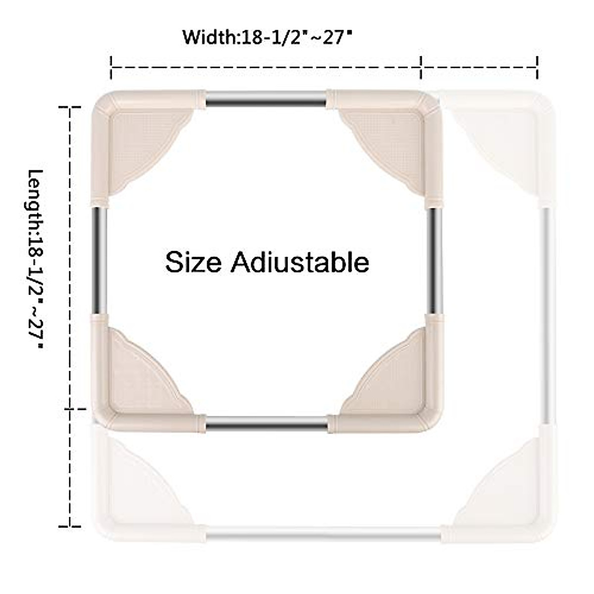 SPACECARE Furniture Dolly Adjustable Mobile Roller Mini Fridge Stand Washing Machine Stand with 8 Locking Swivel Wheels Universal Mobile Base Moving Cart for Dryer Refrigerator, Capacity 500 Lbs,White