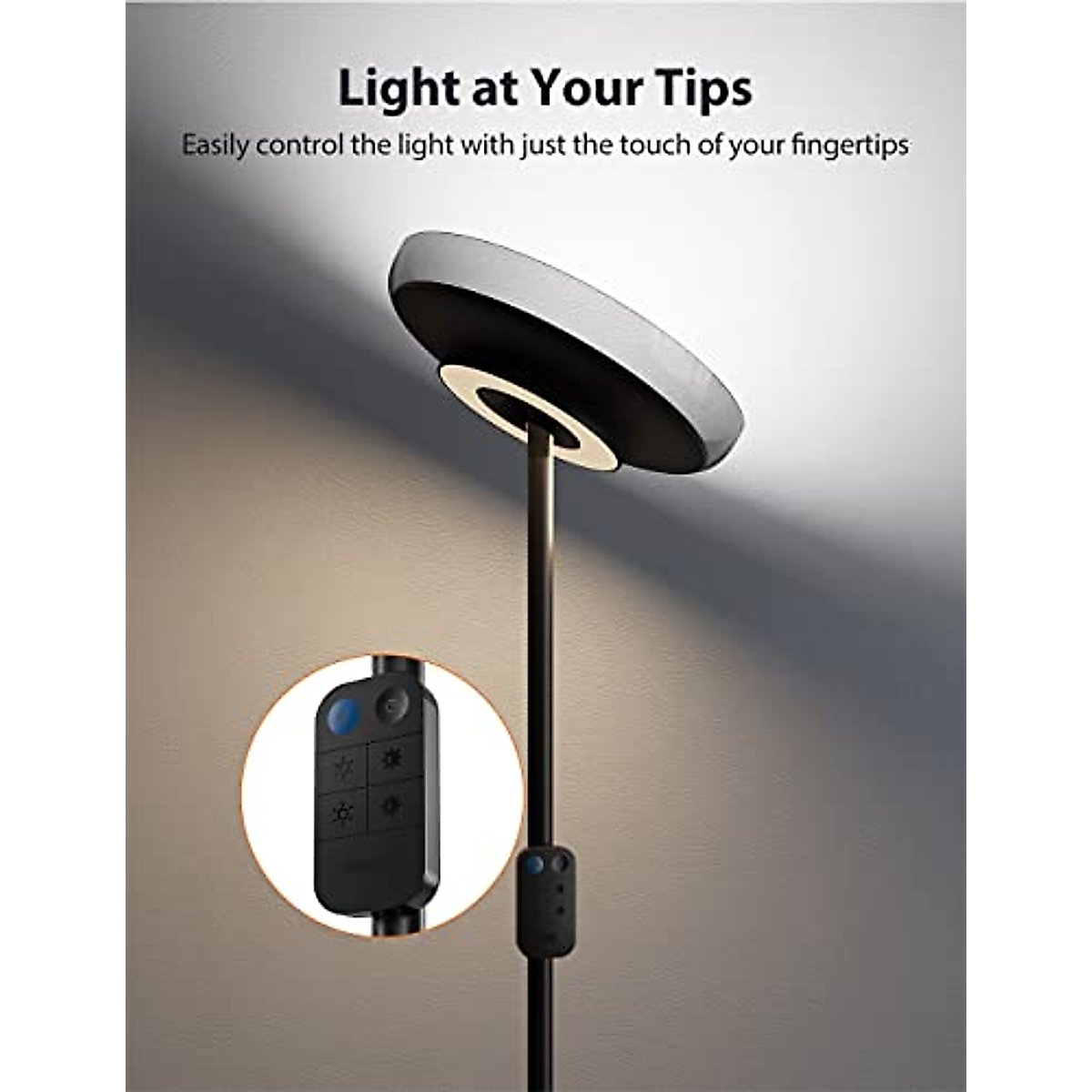 SYMPA LED Floor Lamp, Floor Lamps for Living Room, 30W Main Light and 15W Side Reading Lamp, 3000K-6000K Colors & Brightness Adjustable Standing Lamp with Touch Control Memory Function, 1H Timer