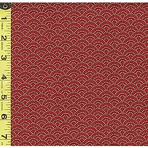 Shibori Dragon Japanese - Sevenberry Kasuri Collection - Small Dotted Wave (Seigaiha) - SB-88222D3-4 - Brick Red - by The Half Yard