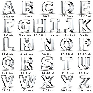 Alphabet Letter Cookie Cutters Shapes Large 3 Inch - 26 Pcs Stainless Steel Cookie Cutter Set Fondant Biscuit Fruit Dough Mold Tools for Birthday, Christmas, New Year and Holiday Party Decorations