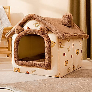 EastVita Pet House Ultra Soft Bed for Cat Dogs,Igloo Dog House Pet Sleep House Removable Washable Warm Cave Hideout House Indoor Tent Huts for Pet Kittens Puppy L19.2x15.3x18in