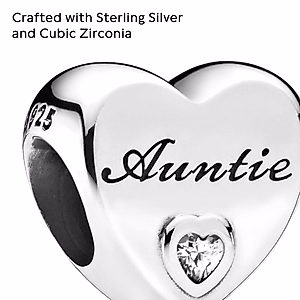 PANDORA Auntie Love Heart Charm - Compatible with PANDORA Moments Bracelets - Jewelry for Women - Made with Sterling Silver & Cubic Zirconia