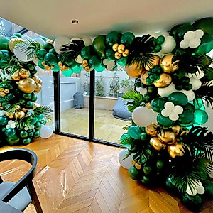 Dark Green Balloons Different Sizes 85pcs Green Balloon Garland Arch Kit 5/10/12/18 Inch Matte Dark Green Latex Balloons for Jungle Safari Party Decor Baby Shower Birthday Party Christmas Decorations