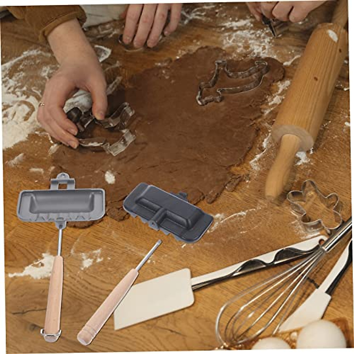 SHOWERORO Sandwich Pan Loaf Bread Pan Toaster Oven Pans Bread Mold Baking Pan Kitchen Bread Frying Pan Sandwich Baking Pan Aluminum, Wood Non Stick Accessories Nonstick Cookware Grill Pan