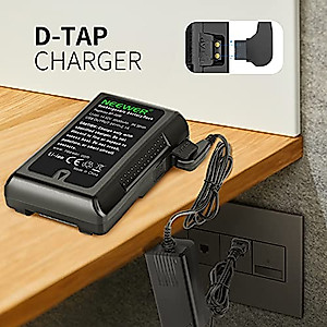 Neewer 95Wh (6600mAh) V-Mount/V-Lock Battery, 14.8V Rechargeable Li-ion Battery with D-Tap Output Charger and D-Tap Cable Compatible with Sony Video Broadcast Camera Camcorder LED Light (BP-95W)