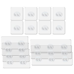 Qianyu 15 Pcs Strong Adhesive Shower Hooks Shower Caddy Adhesive Replacement Transparent No Drilling Caddy Stick Pads Waterproof Shower Shelves Hooks for Bathroom Storage Soap Holder Kitchen Racks