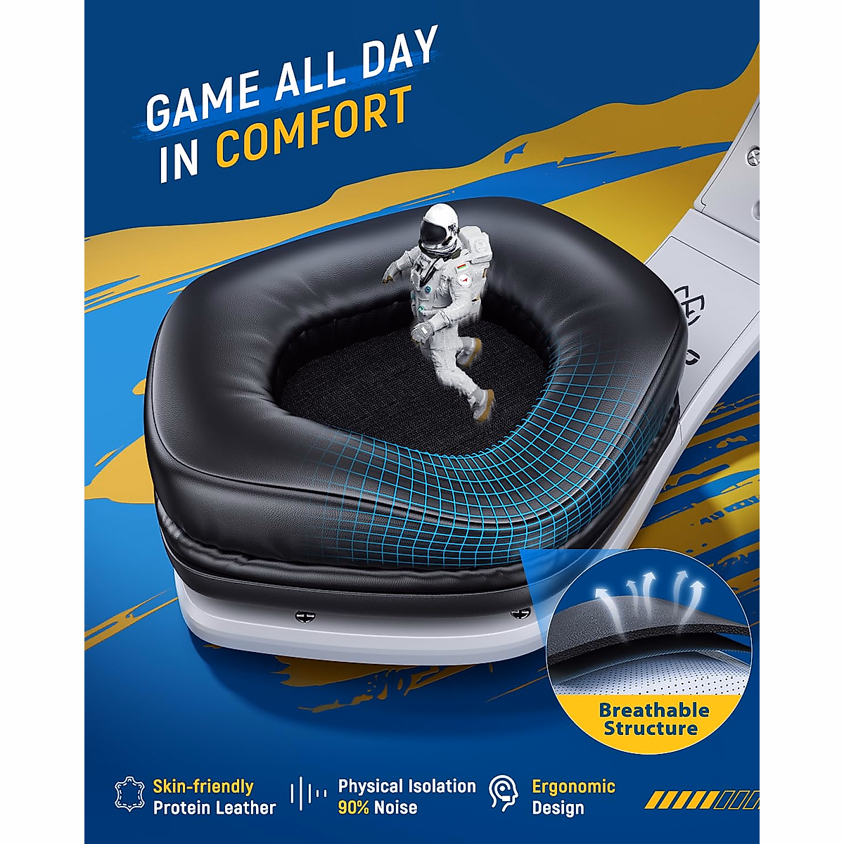 Wireless Gaming Headset for PC, Ps5, Ps4, 2.4 Ghz USB & Type-C Gaming Headphones with Microphone, 30H Battery Bluetooth Headphones for Switch, Laptop, Mobile, Mac