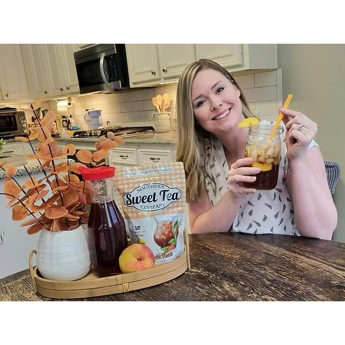 Iced Tea Bags Georgia Peach One Gallon Size,10 Gallon Per Pack, Unsweetened Caffeinated Quick Brew Real Southern Ice Tea by Southern Sweet Tea Company